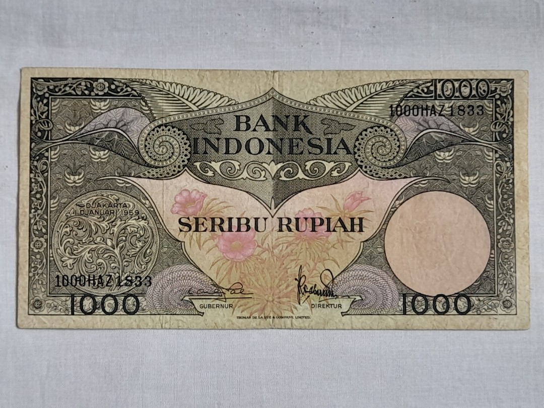 Bank Indonesia 1000 Seribu Rupiah 1959, Hobbies & Toys, Memorabilia ...