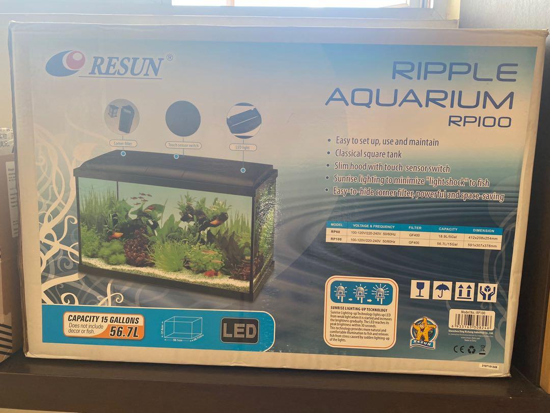 Brand New ReSun Ripples Aquarium Glass Fish Tank, Pet Supplies, Homes ...