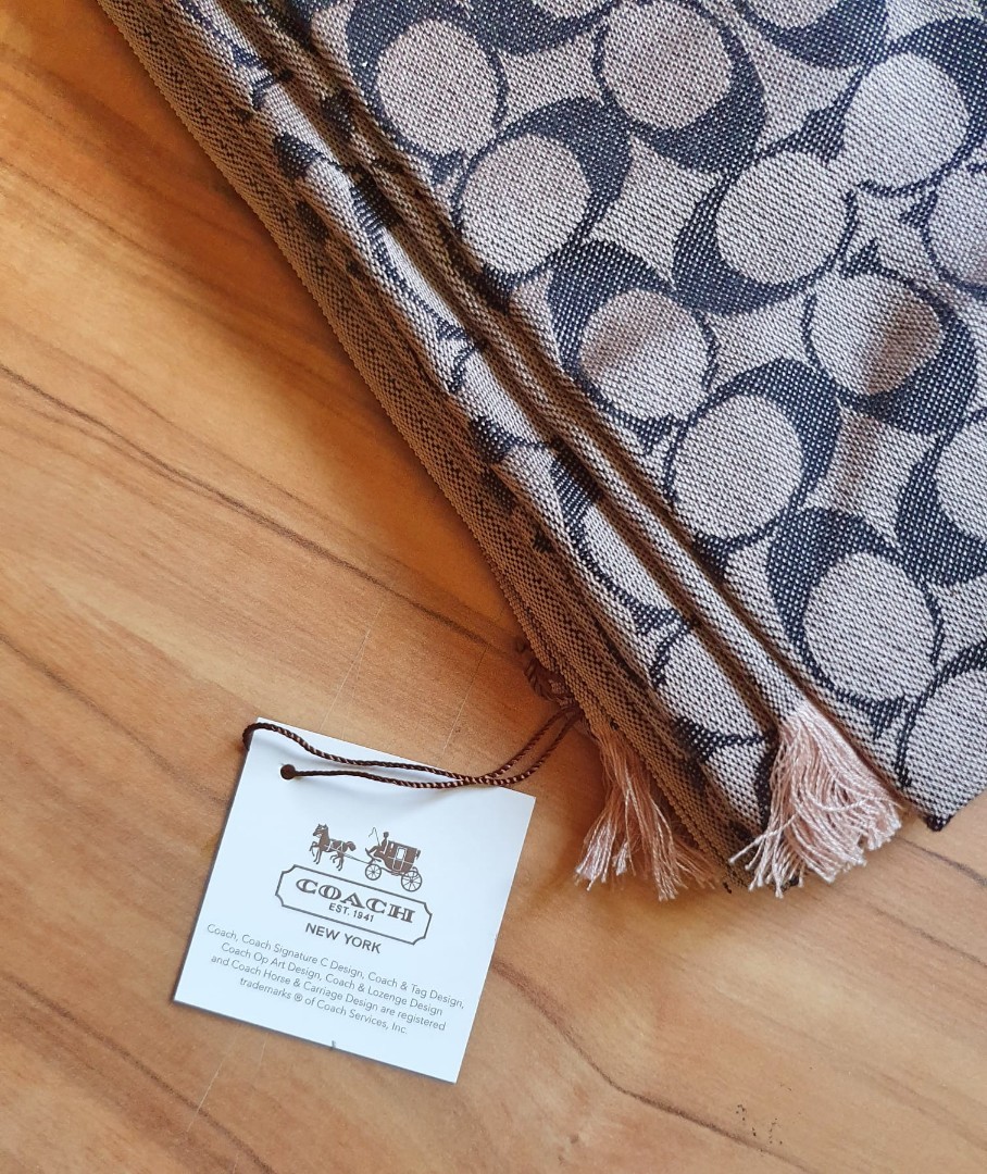 Coach signature print shawl, Luxury, Apparel on Carousell