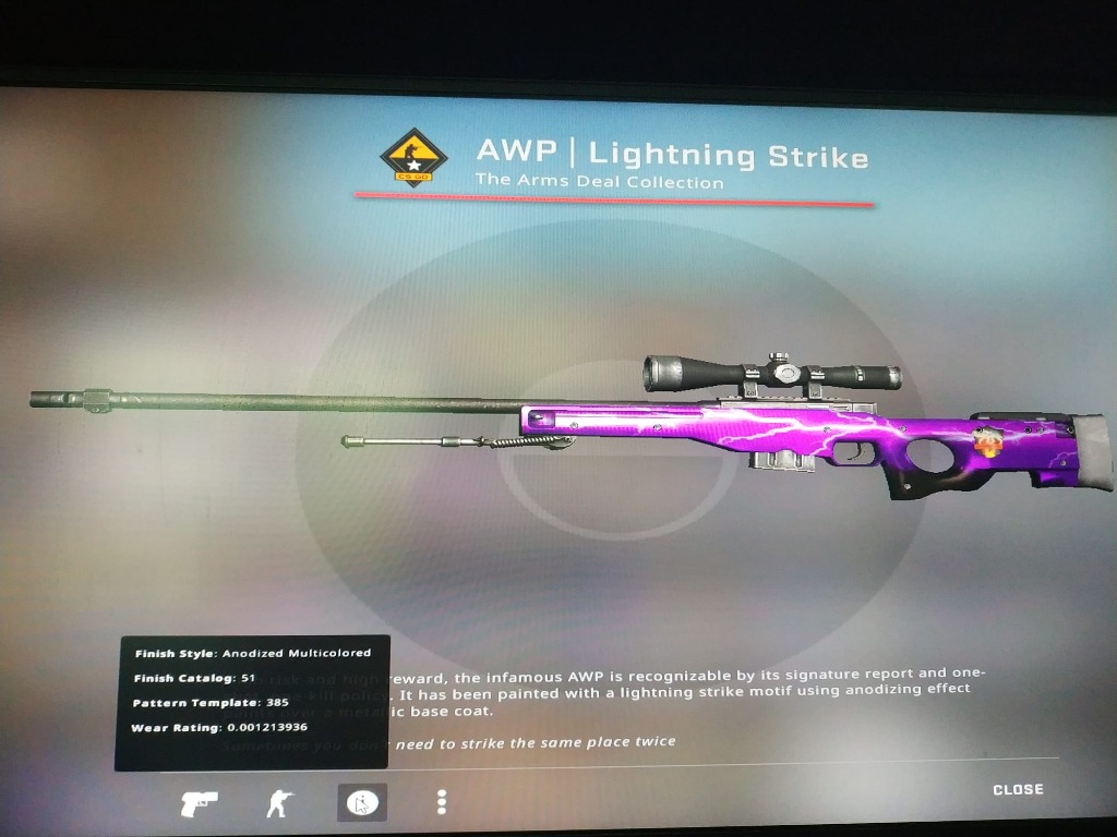 CSGO Skin - AWP Lightning Strike (Factory New), Video Gaming, Gaming ...