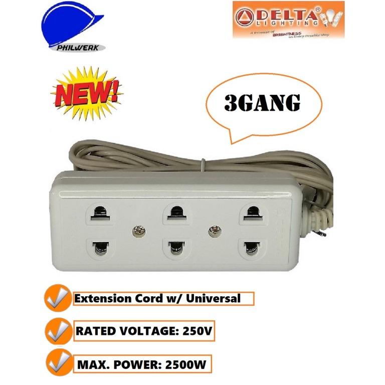 DELTa Extension Cord Outlet Extension Cord With Universal 3 Gang 4 ...