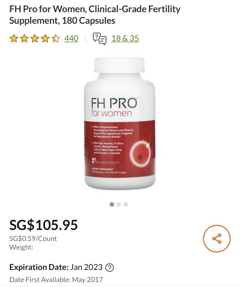 FH PRO for Women, Clinical-Grade Fertility Supplement, 180 Capsules ...