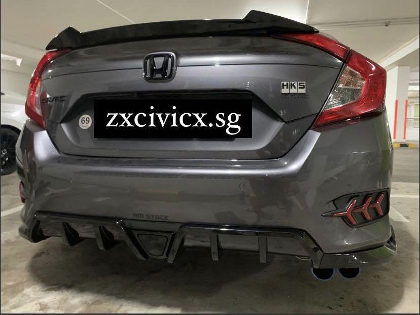 Honda Civic FC Rear diffuser in CF / Glossy black civicx 10Th Gen Fc1 ...