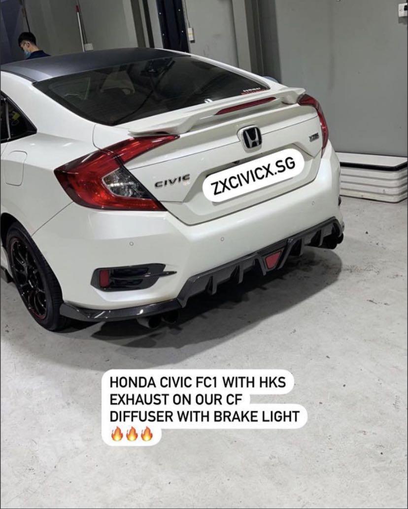 Honda Civic FC Rear diffuser in CF / Glossy black civicx 10Th Gen Fc1 ...