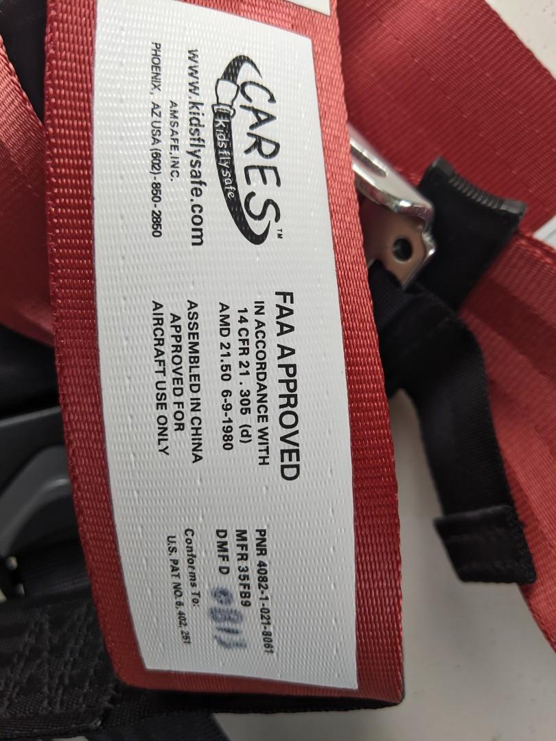 Kids FlySafe CARES aircraft safety harness, FAA approved, very good ...