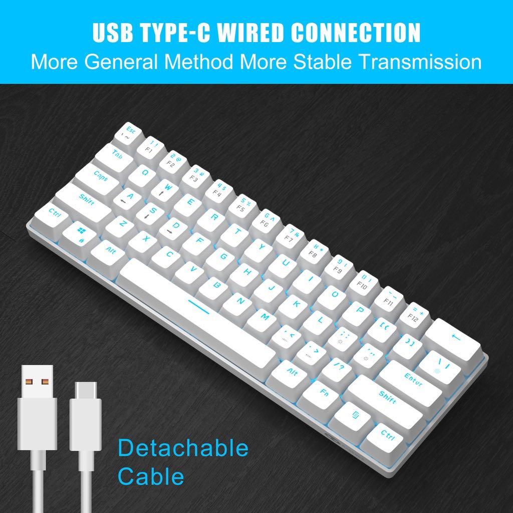 MageGee MK-Mini 60% Mechanical Keyboard Wired, LED Backlit Compact ...