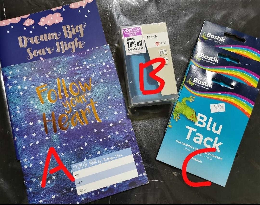 Notebooks + Puncher + Blue Tac, Hobbies & Toys, Stationery & Craft ...