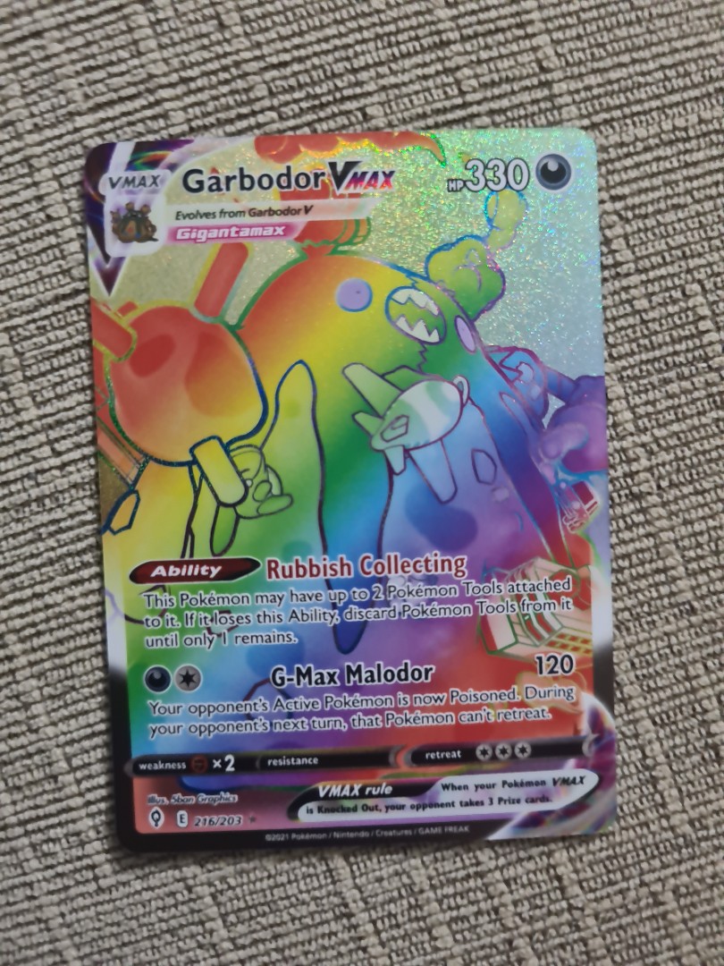 Pokemon TCG: Garbodor Vmax Evolving skies, Hobbies & Toys, Toys & Games ...