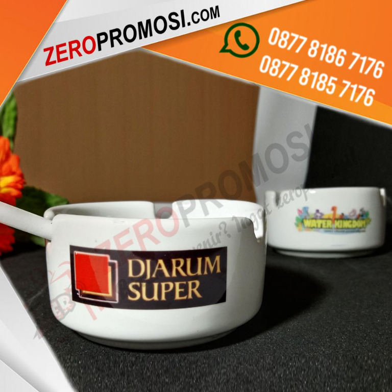 Produksi Souvenir Asbak Bulat Putih Premium Ashtray Custom Promosi ...