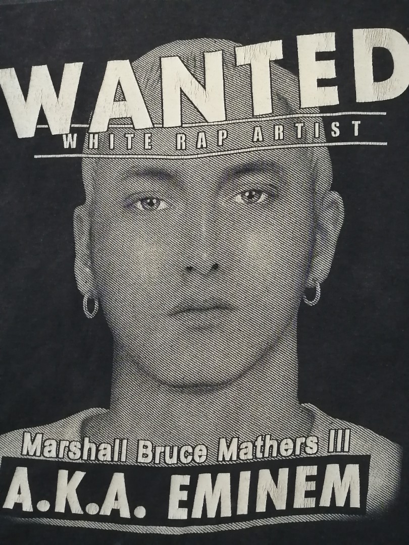 Rare Vintage Eminem Wanted Rap Tee, Men's Fashion, Tops & Sets, Tshirts ...