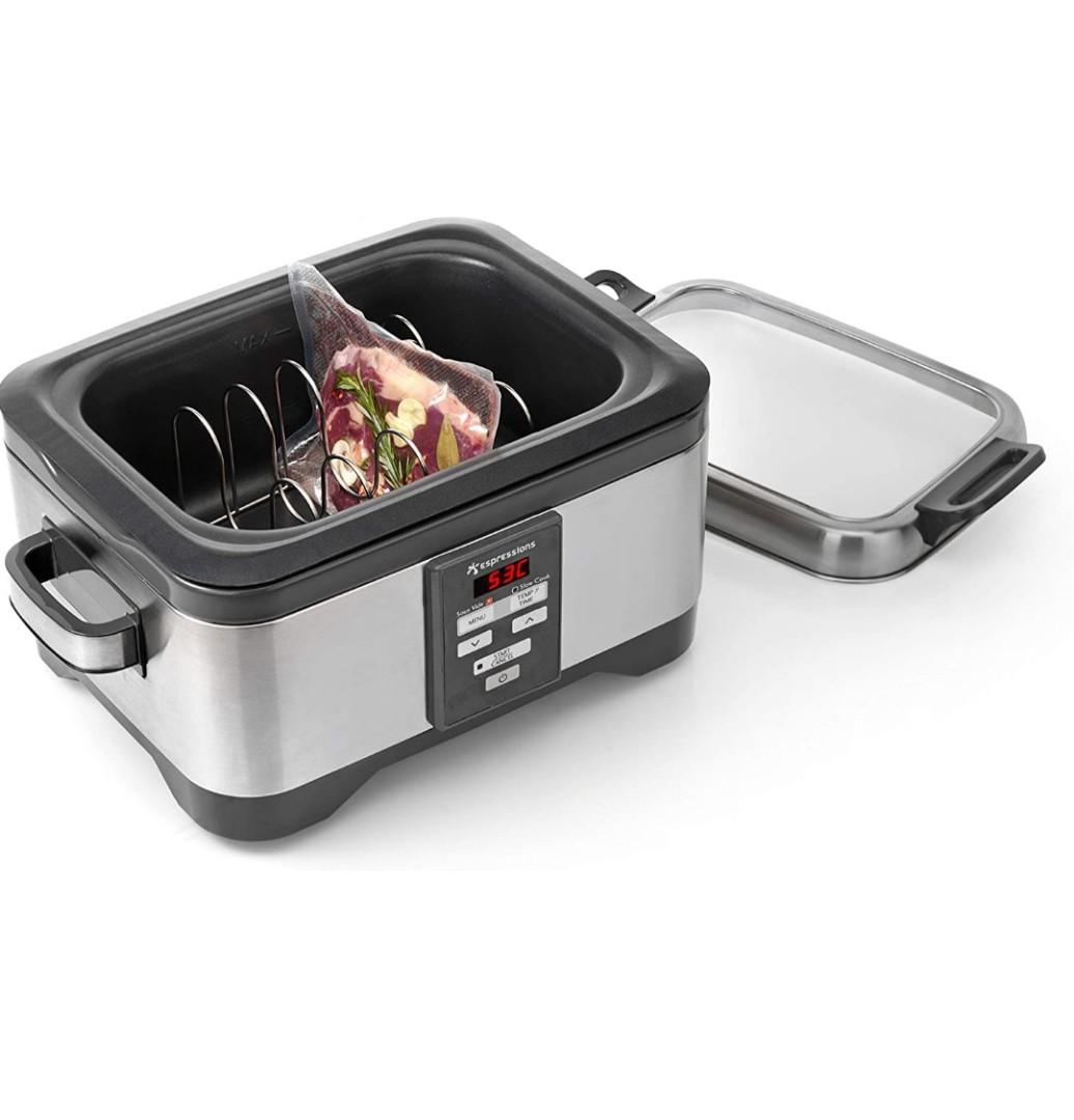 Sous-Vide and Slow Cooker, 5.5 Litre, with Timer and Meat Tray and ...