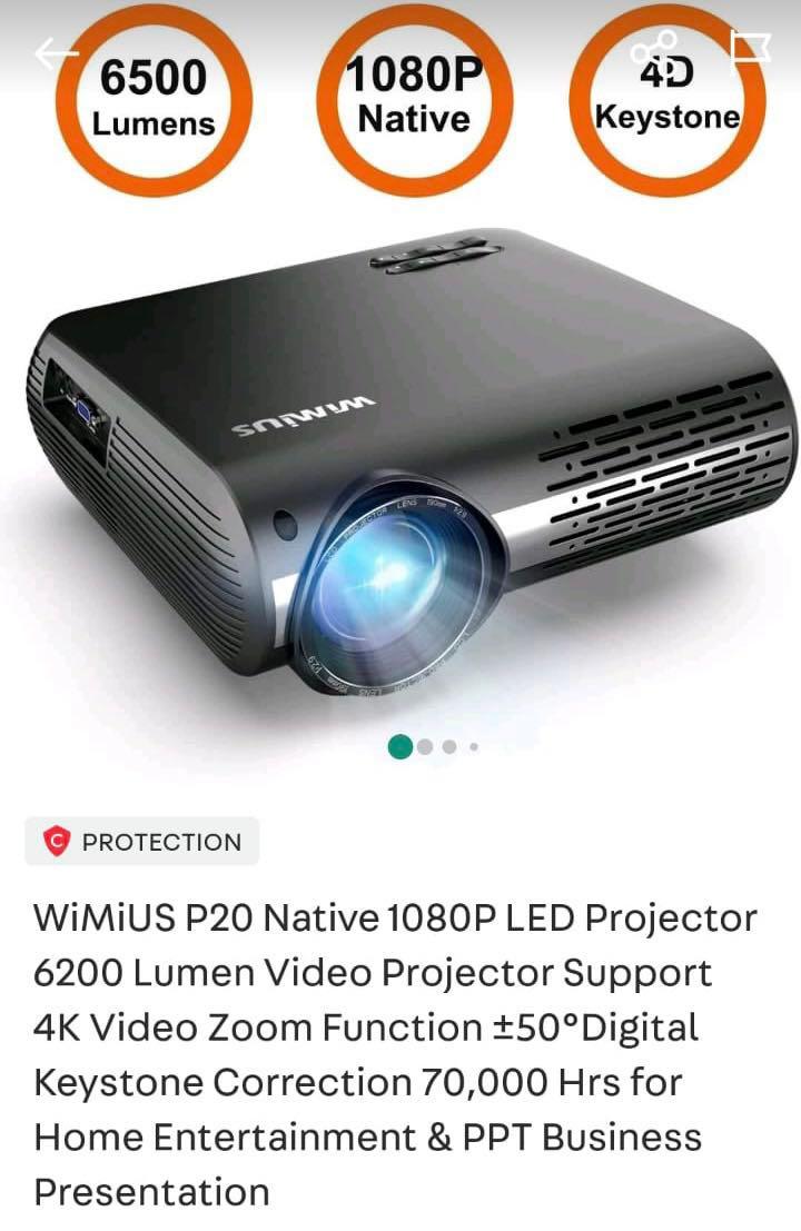 WIMIUS P20 LED Projector Native 1080P, TV & Home Appliances, TV ...