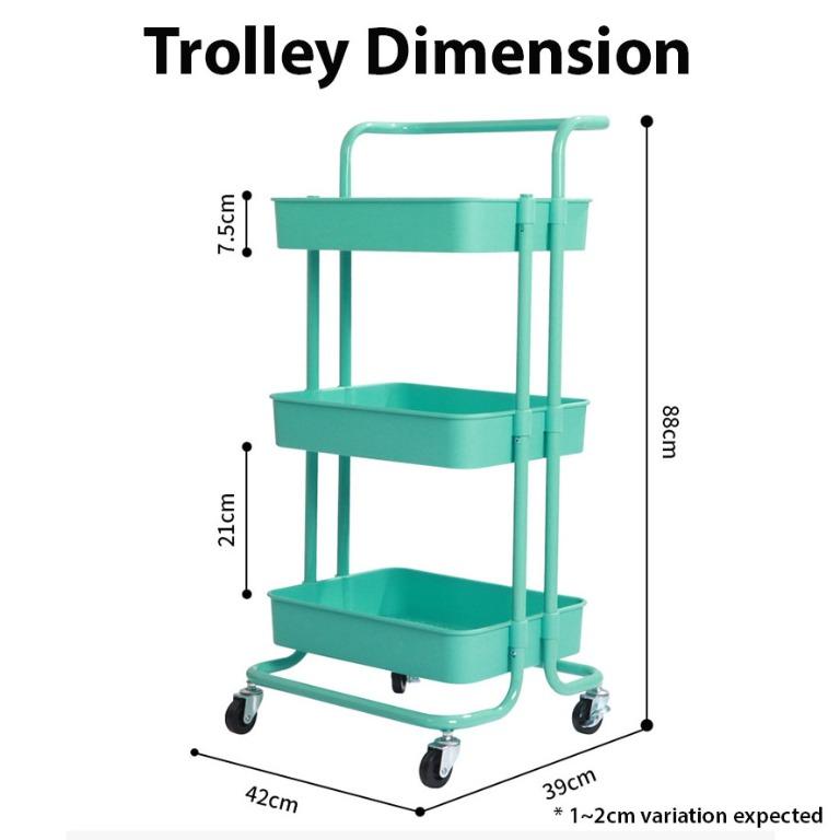 [iDS] Full Steel 3 Tier Kitchen Storage Trolley Cart Rolling Utility ...