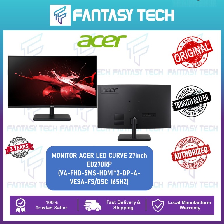 Acer ED270RP 27" Inch Curve Monitor (Full HD, VA Panel, 5ms Response ...