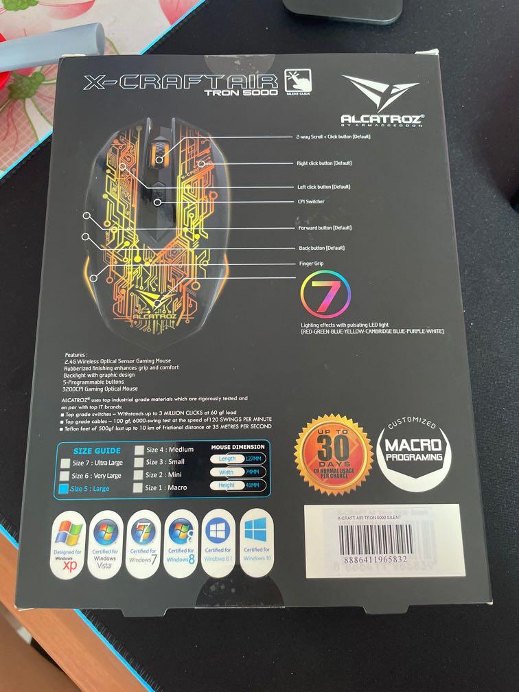 Alcatroz X-Craft Air Tron 5000 Silent Click Wireless Gaming Mouse ...
