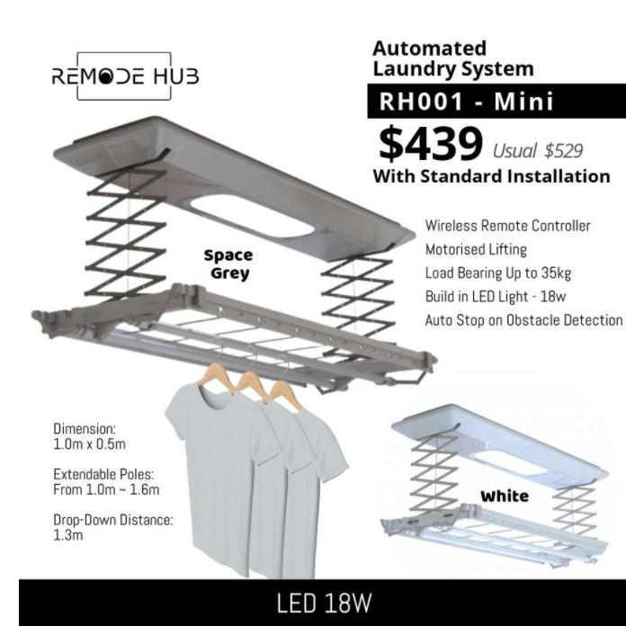 Automated Laundry Rack Smart Laundry System (No Fan - to arrange own ...
