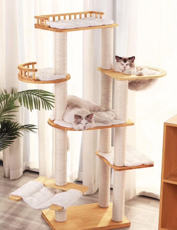 Cat Wooden Palace Cat Tree Villa Space, Pet Supplies, Homes & Other Pet ...
