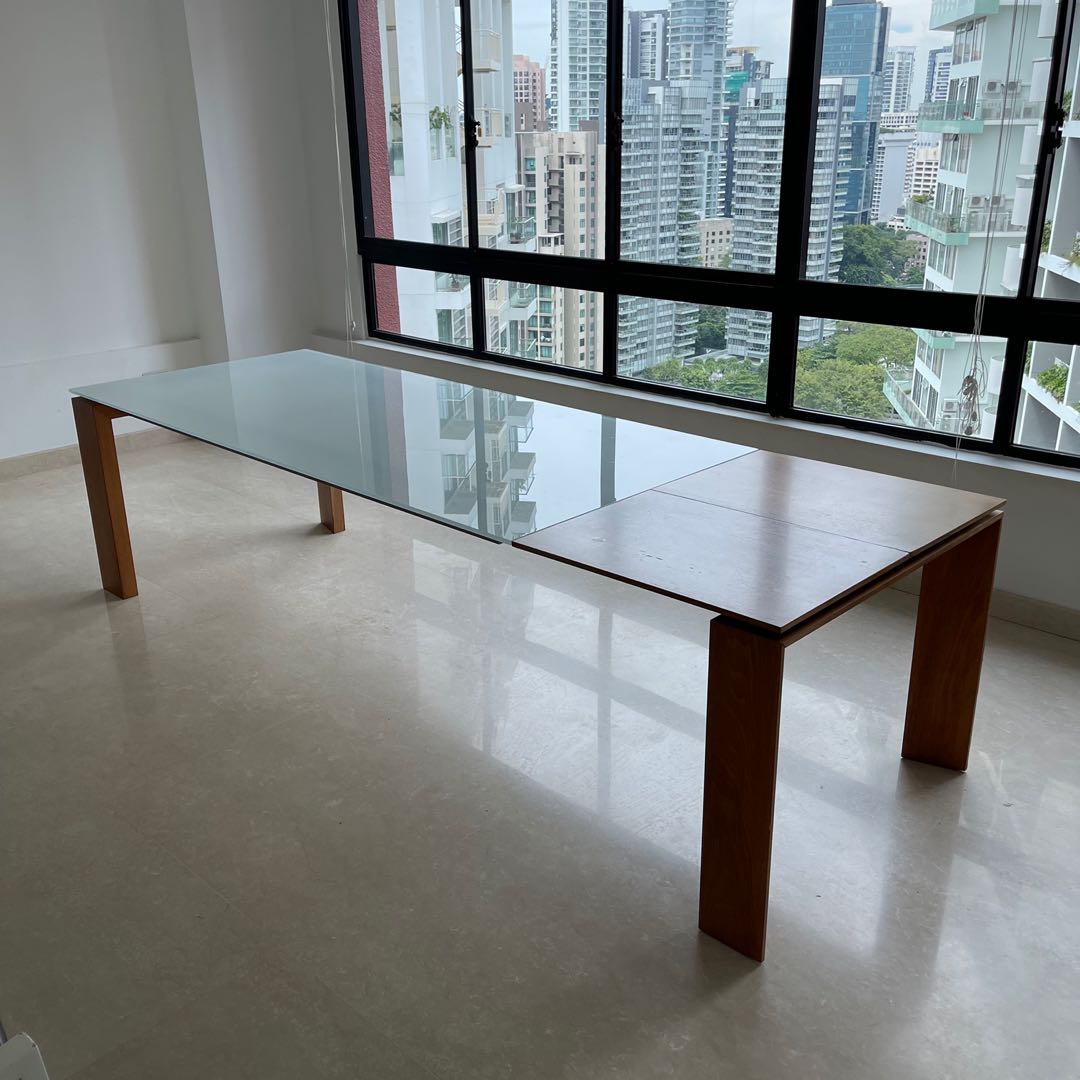 Expandable Glass Dining Table, Furniture & Home Living, Furniture ...
