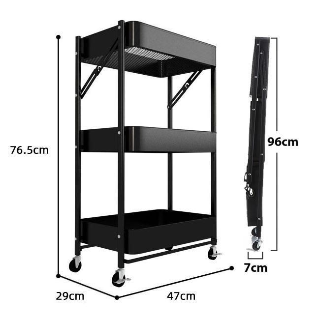 Foldable Kitchen Trolley Rack Metal Trolley Folding Trolley Push Cart ...