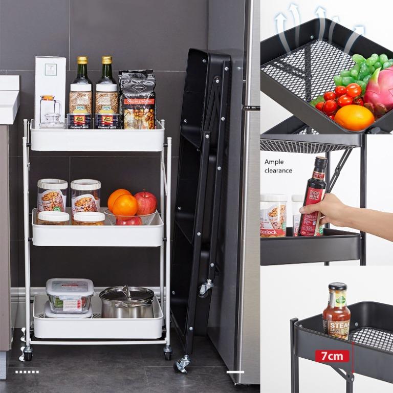 Foldable Kitchen Trolley Rack Metal Trolley Folding Trolley Push Cart ...