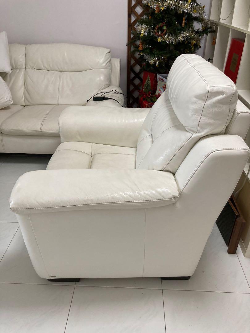HTL Sofa (Genuine Leather Motorised Recliner), Furniture & Home Living ...