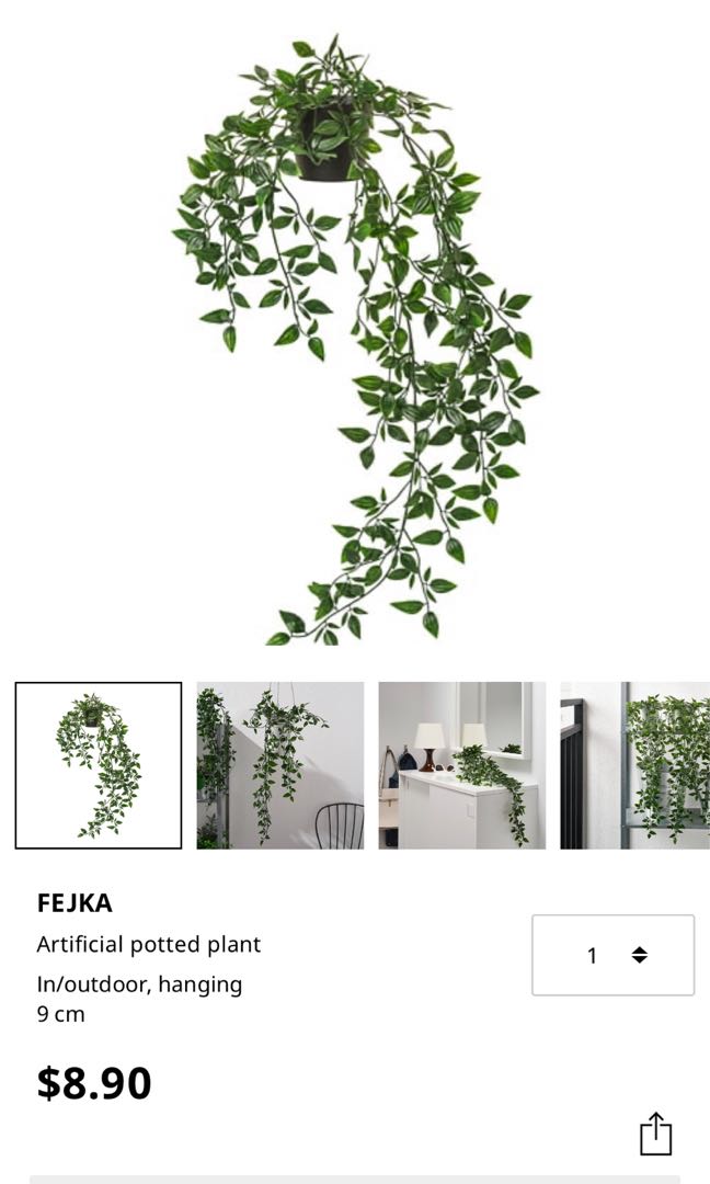 Ikea Fejka fake hanging plant, Furniture & Home Living, Home Decor ...