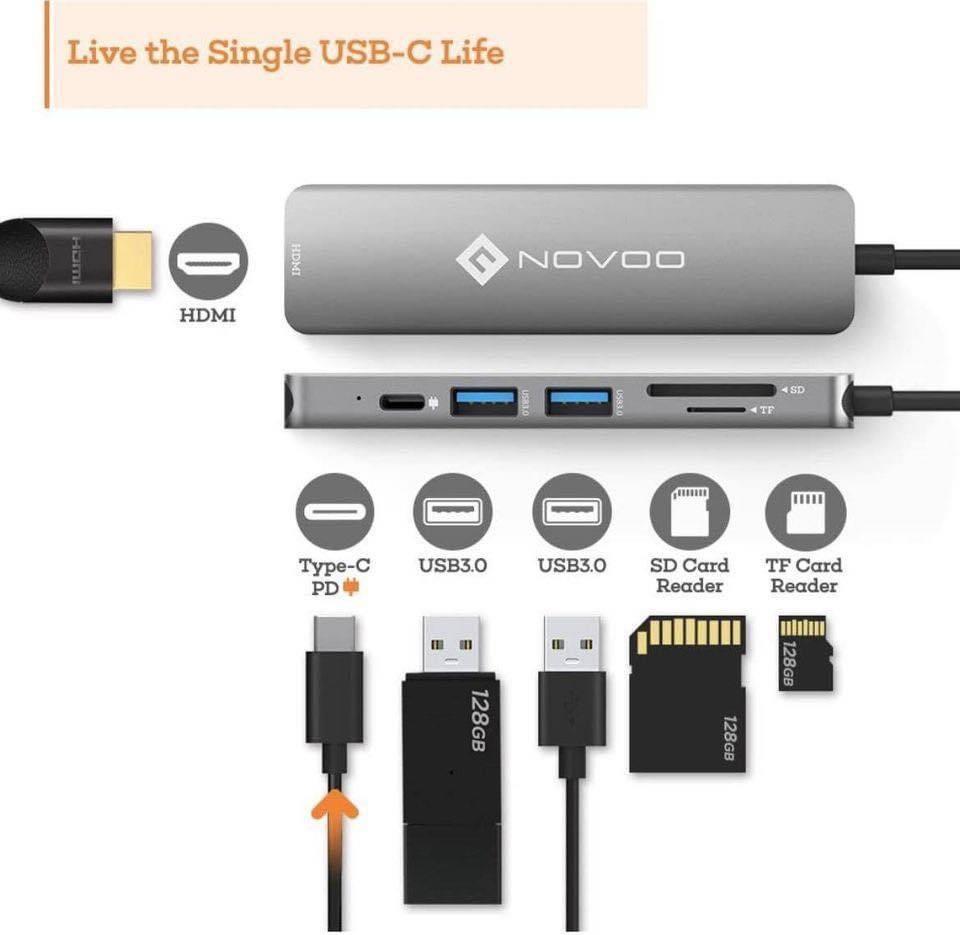 Novoo USB C Hub HDMI, USB C Dongle MacBook Pro Adapters with 100W PD ...