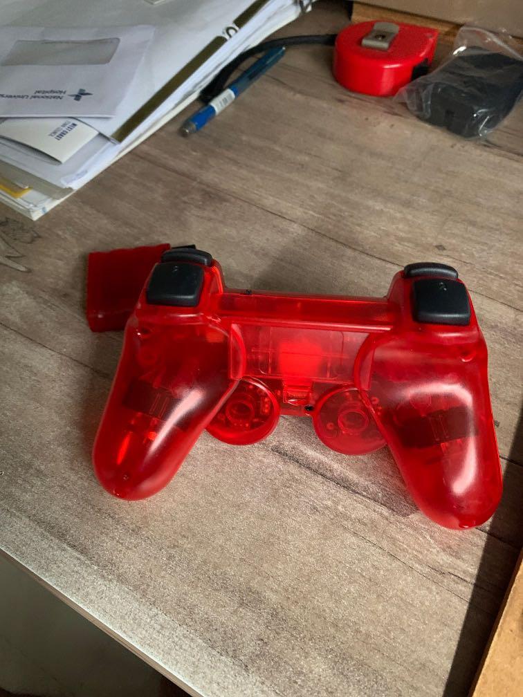 PS2 Wireless Controller 2.4G Transparent Red Dual Viration, Video ...