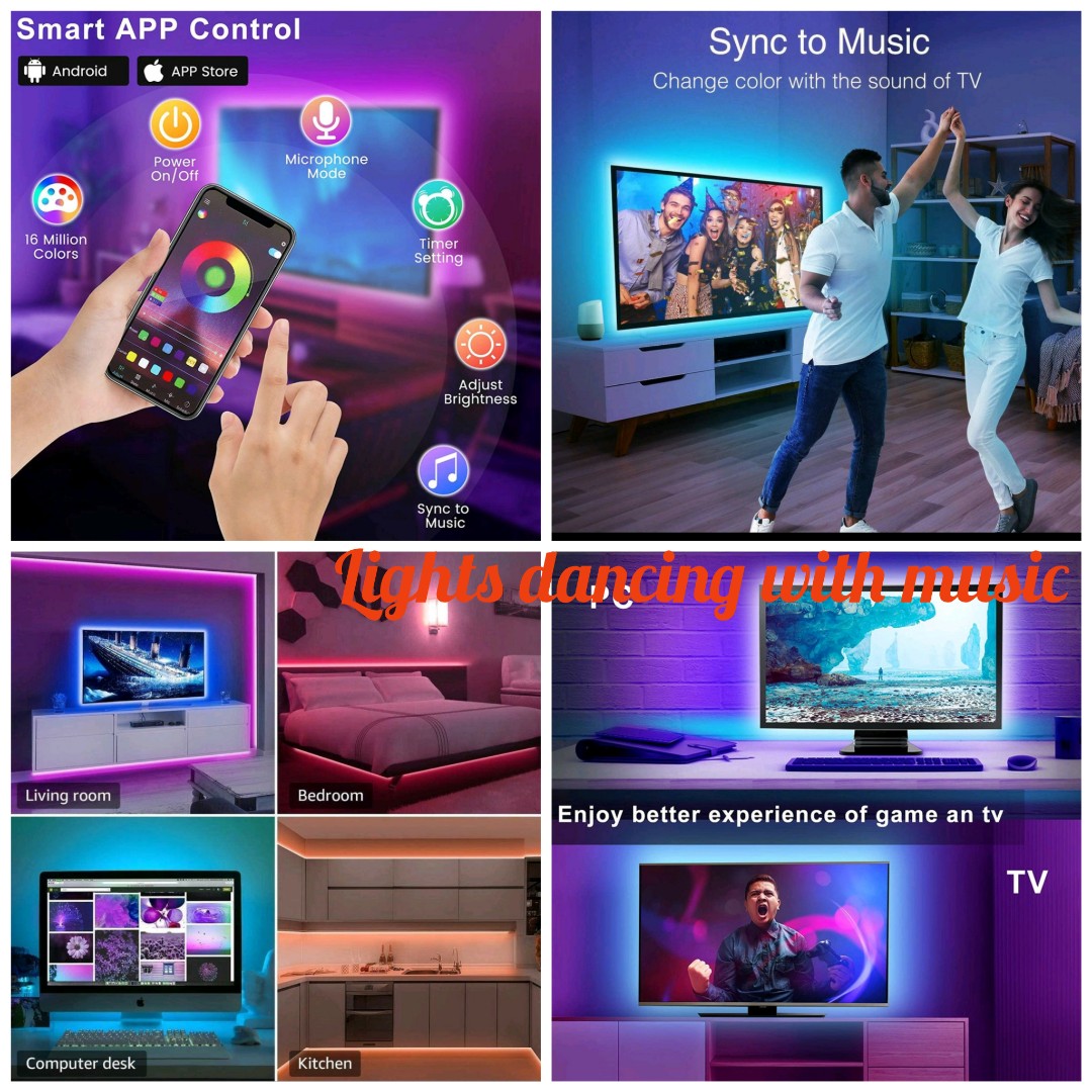 Rgb music sensor led strip light, Furniture & Home Living, Lighting ...