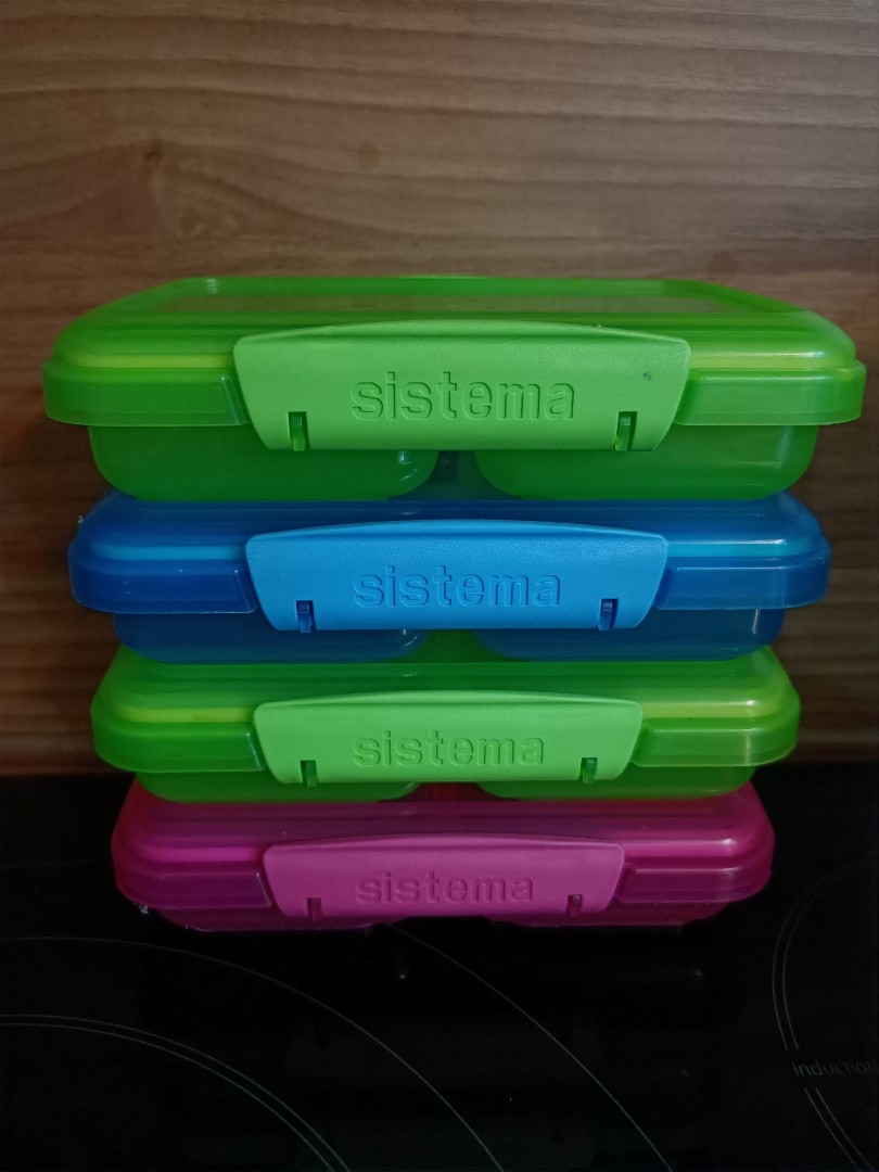 Sistema 350ml split (into 2) lunch boxes. Pretty colours, transparent ...
