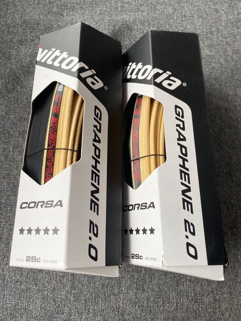 Vittoria Corsa Graphene 2 (28c) cream wall tyres, Sports Equipment ...