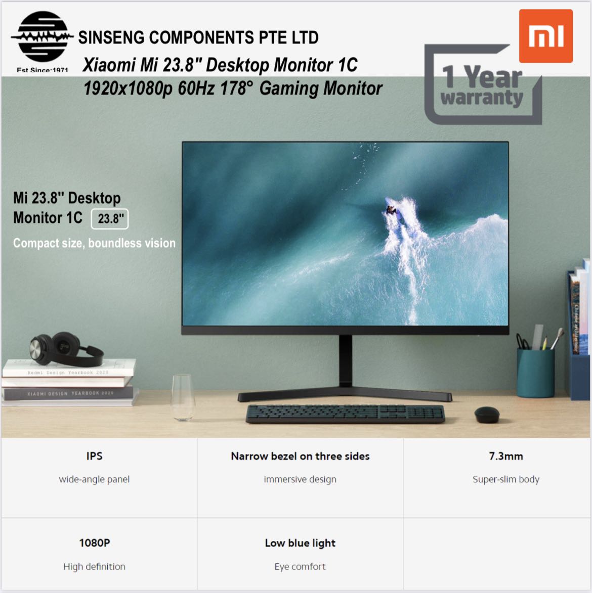 Xiaomi Mi 23.8”inch Desktop Monitor 1C - 24”inch IPS Xiaomi Monitor ...
