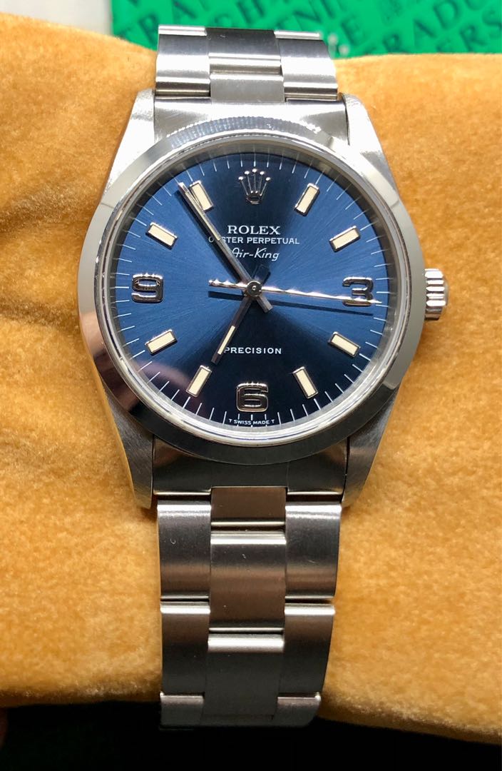1998 Rolex Oyster Perpetual Airking Sunburst Blue Dial 34mm, Luxury ...