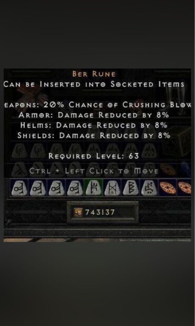 Ber rune D2R/Diablo 2 resurrected (sold out), Video Gaming, Gaming ...