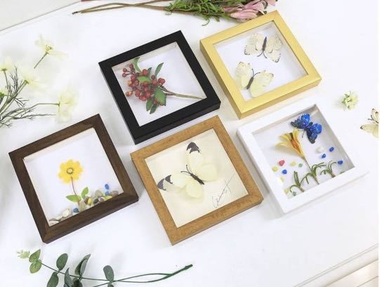 BNIP 7x7 inches shadow box photo frame - white and black, Furniture ...