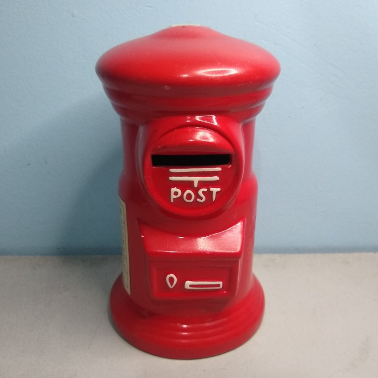 Cute Vintage Red Mail Post Ceramic Display Coin Bank Alkansya Ipon ...