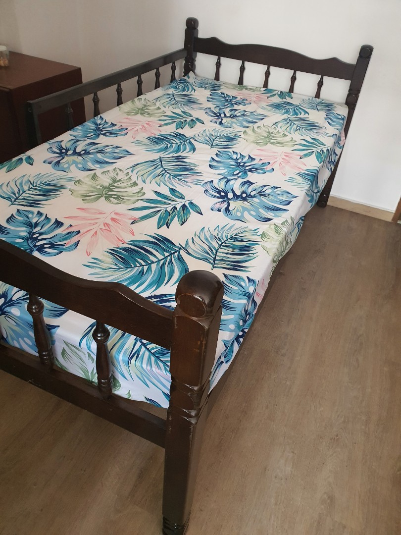 Wooden Bed Frame, Furniture & Home Living, Furniture, Bed Frames ...