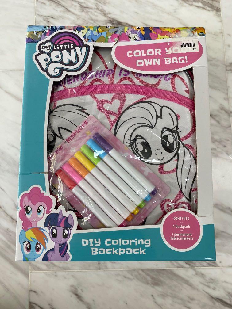 My Little Pony DIY Coloring Backpack, Hobbies & Toys, Stationery ...