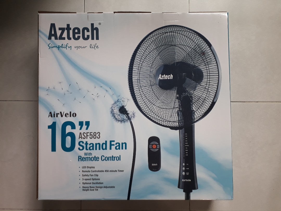 NEW Aztech 16" Stand fan with remote, TV & Home Appliances, Air ...