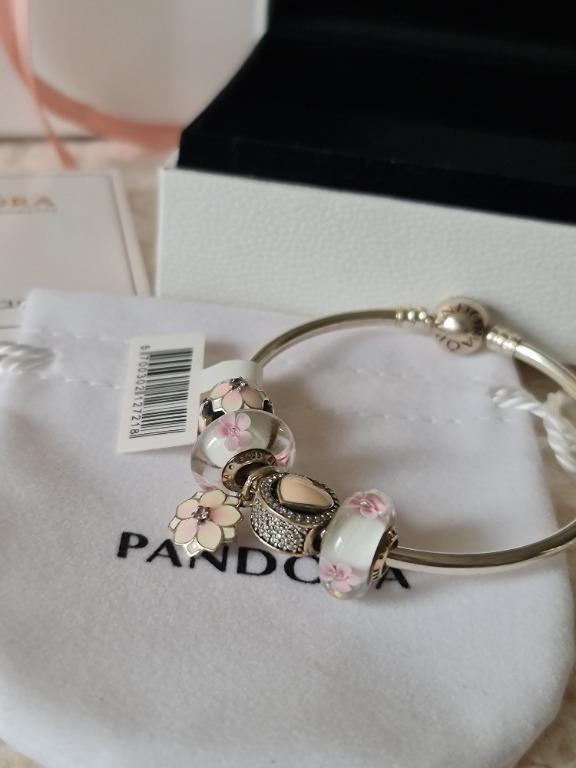 Pandora Japanese Sakura Bangle with 5 Charms, Women's Fashion, Jewelry & Organisers, Bracelets ...