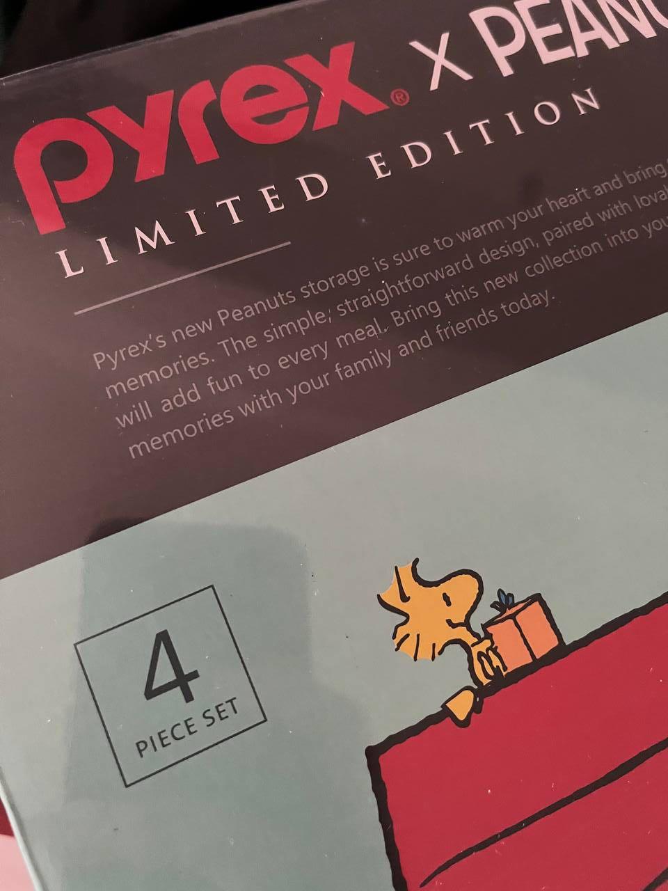 Pyrex Peanuts (Snoopy) Limited Edition 2 Glass Storage Containers and 2 ...