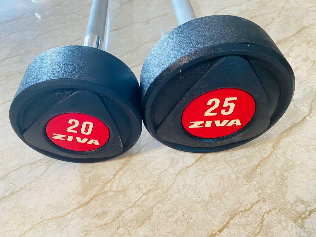 Ziva Fixed Barbell 20kg 25kg Like Brand New, Sports Equipment, Exercise ...