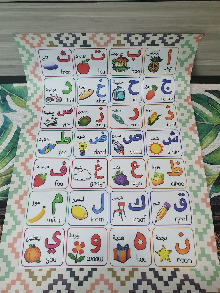 A2 Poster Pink Songket Hijaiyah Poster, Furniture & Home Living, Home ...