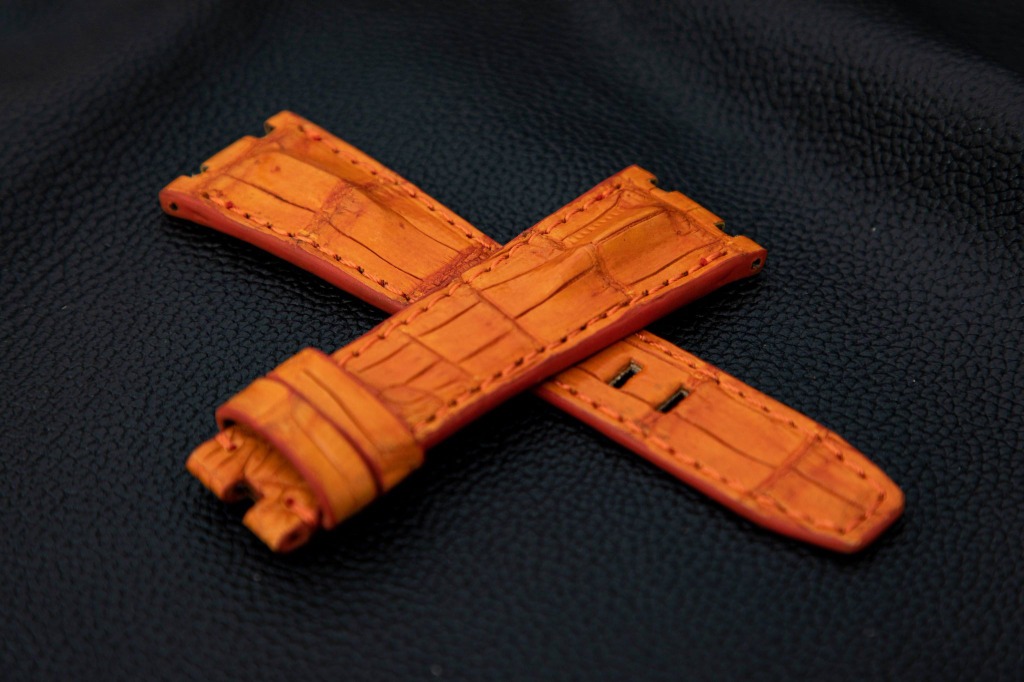 Orange AP custom made strap Crocodile leather, Luxury, Watches on Carousell