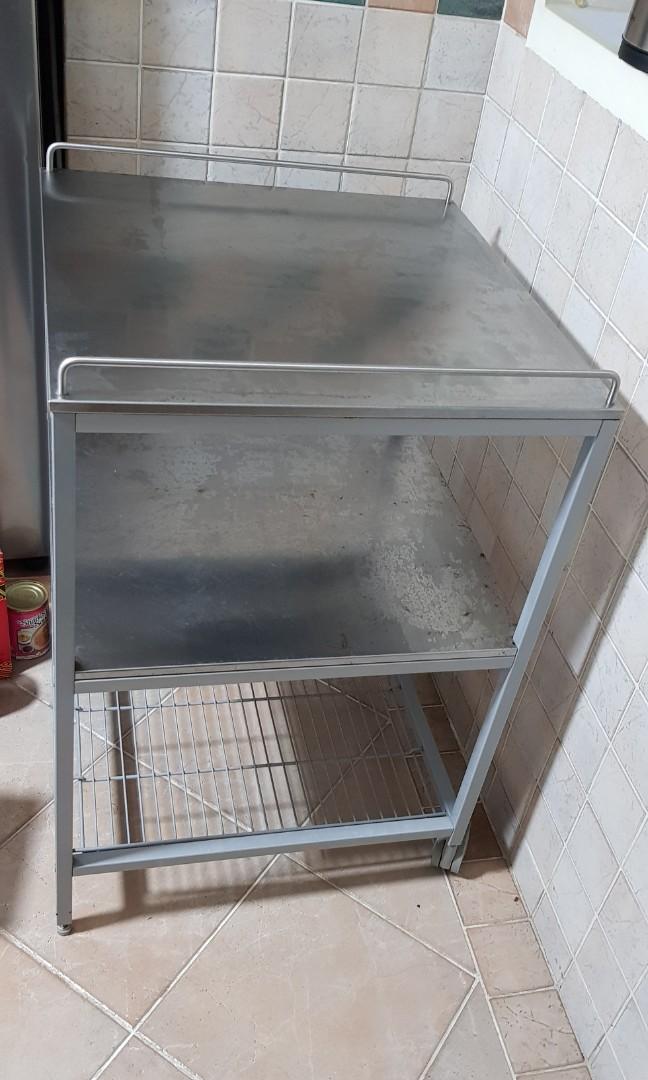 Ikea 3 tier metal rack shelf storage island trolley, Furniture & Home ...