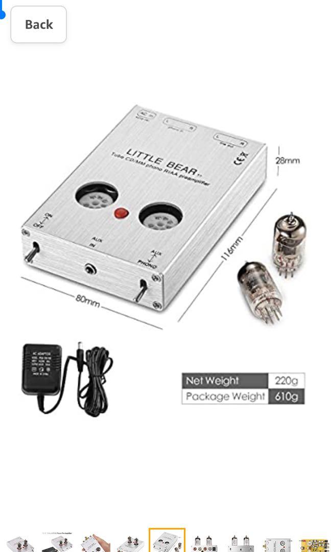 Nobsound Little Bear T7 Vacumn Tube Mini Phono Stage RIAA MM Turntable ...