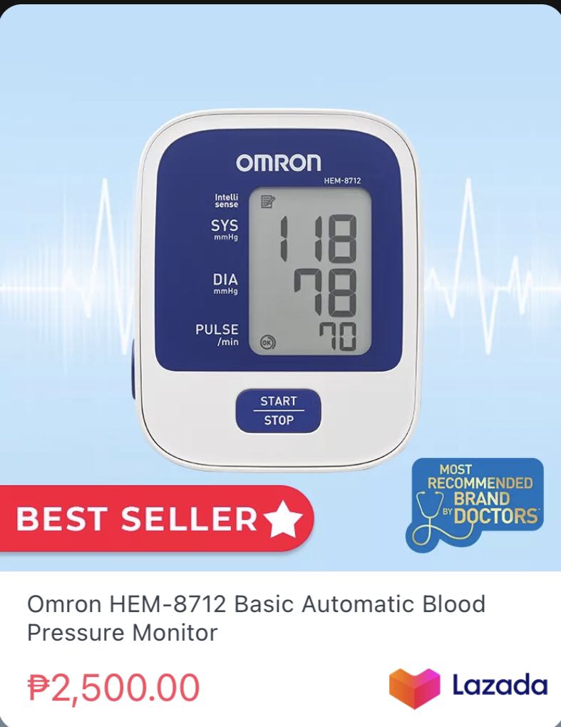 Omron Basic Automatic Blood Pressure Monitor, Health & Nutrition ...