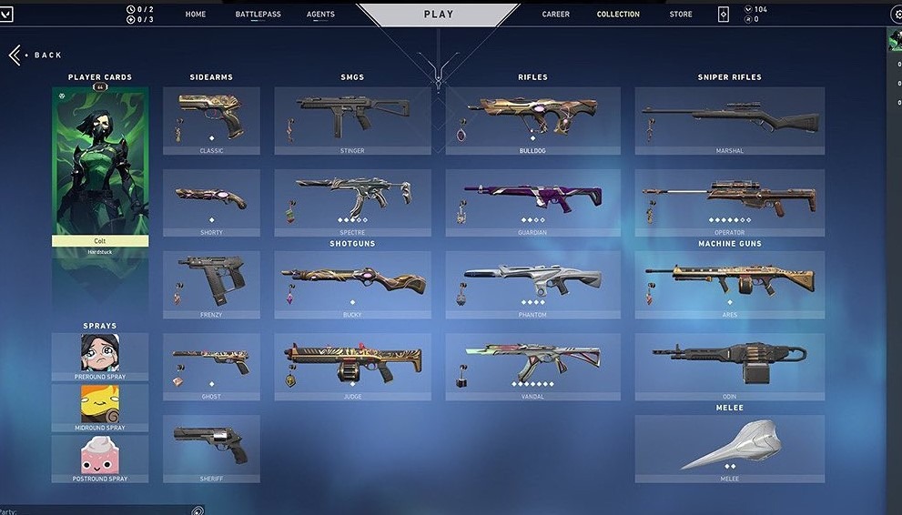 Platinum 1 Stacked Valorant Account with 7 VP skins + 1 BP On Going ...