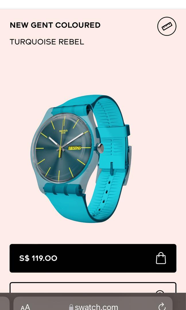 Swatch TURQUOISE REBEL (Tiffany blue), Luxury, Watches on Carousell