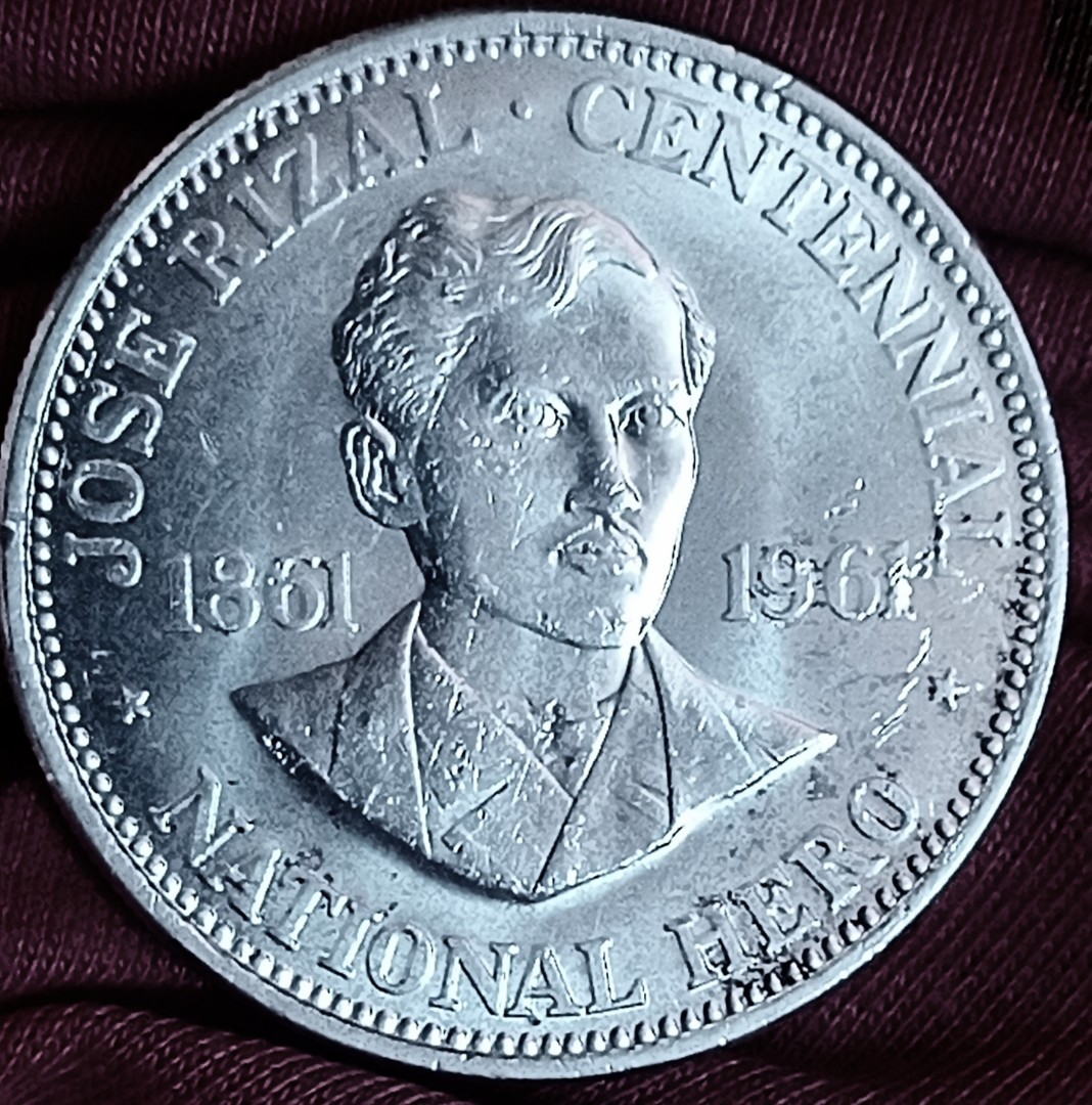 1961 Jose Rizal One Piso Centennial Silver Commemorative Coin, Hobbies ...